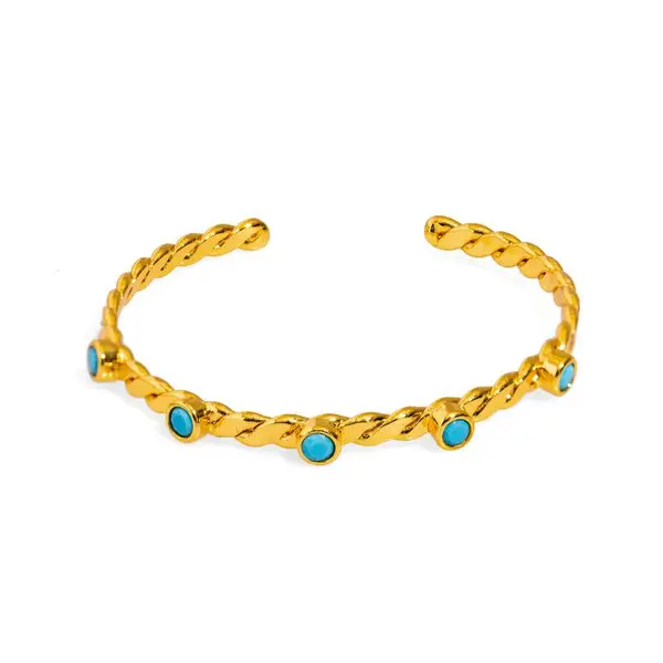 EBRU JEWELRY Twisted Turquoise & Gold Cuff Bracelet - Gold/blue