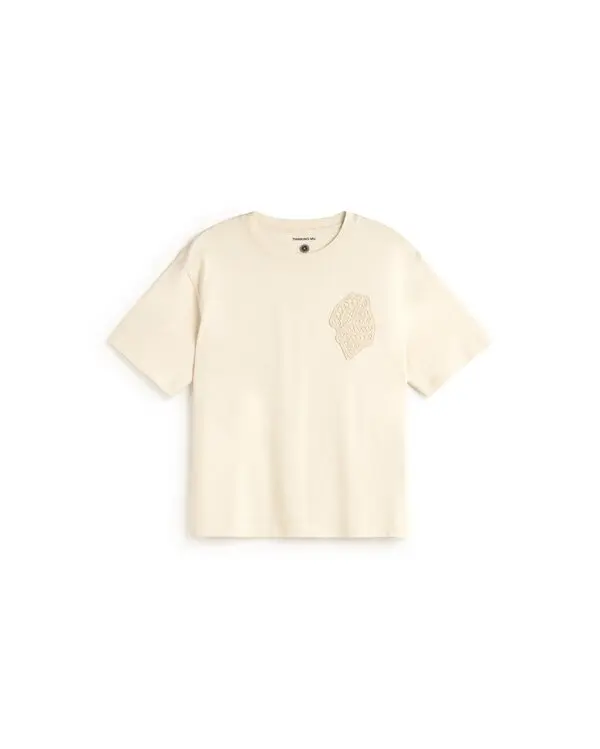 THINKING MU Lucia Embroidered Patch T-shirt - White