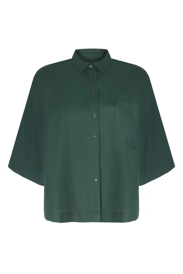 YORSTRULY Oversized Cropped Poplin Shirt
