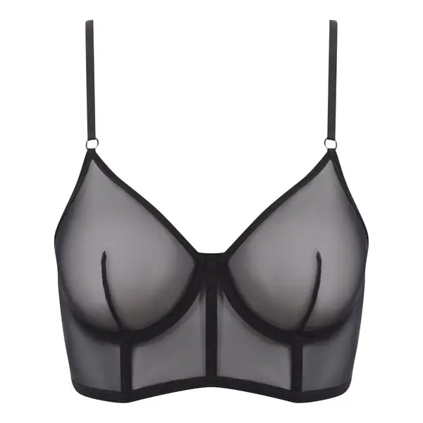 HEDONISTA LINGERIE Mesh Demi Corset Bra - Black