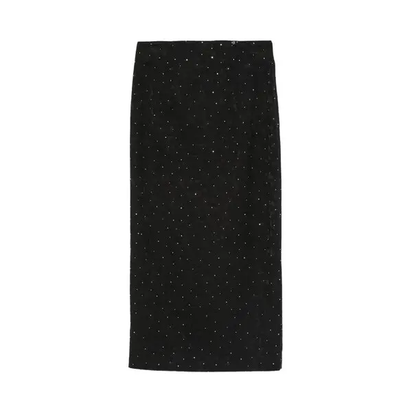NISSA Embellished Brocade Midi Skirt