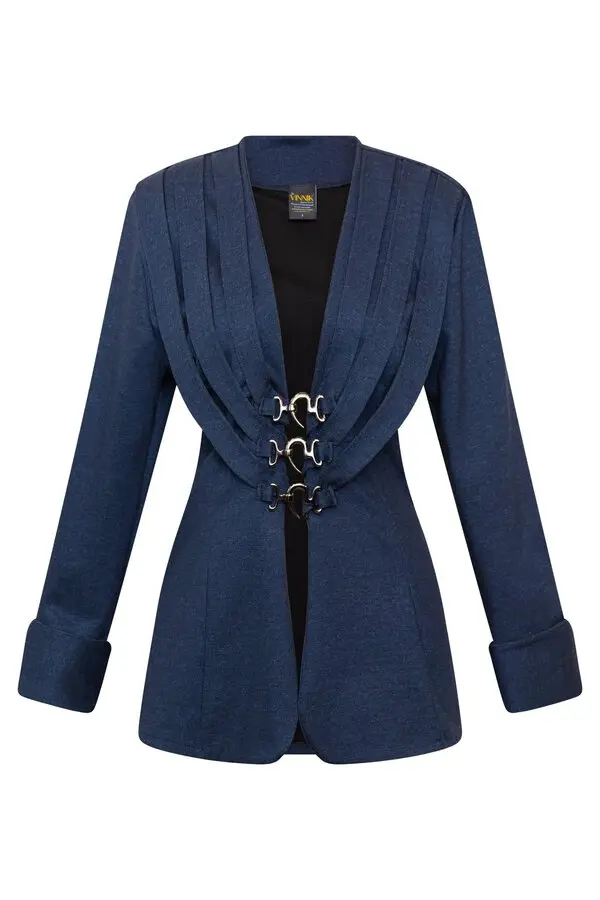 BYVINNIK Ponte Knit Blazer With Layered Lapel Strips