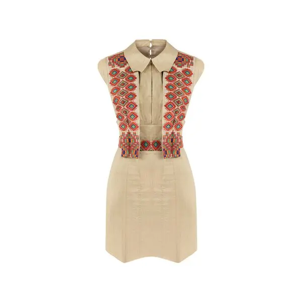 SAINT ONES Herita Embroidered Silk Dress