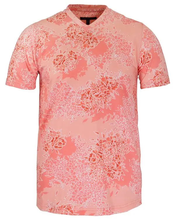 LORDS OF HARLECH Maze Bouquet Island V-neck Tee - Pink