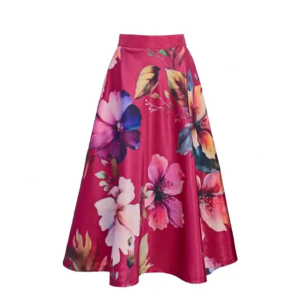 RICHA SHARMA Floral Silk Midi Skirt