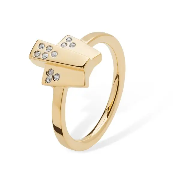 LUCY QUARTERMAINE Art Deco Triple Layer Vermeil Ring - Gold