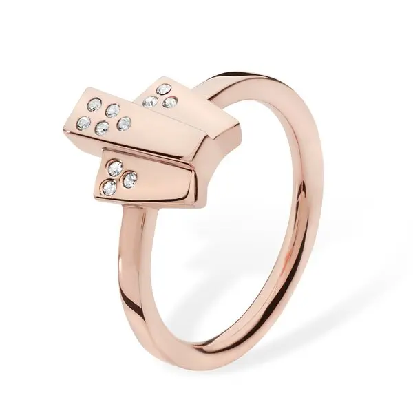 LUCY QUARTERMAINE Art Deco Triple Layer Vermeil Ring - Rose Gold