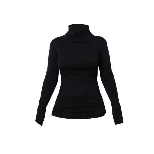 METAMORPHOZA Long Sleeve Turtleneck Top With Thumbholes