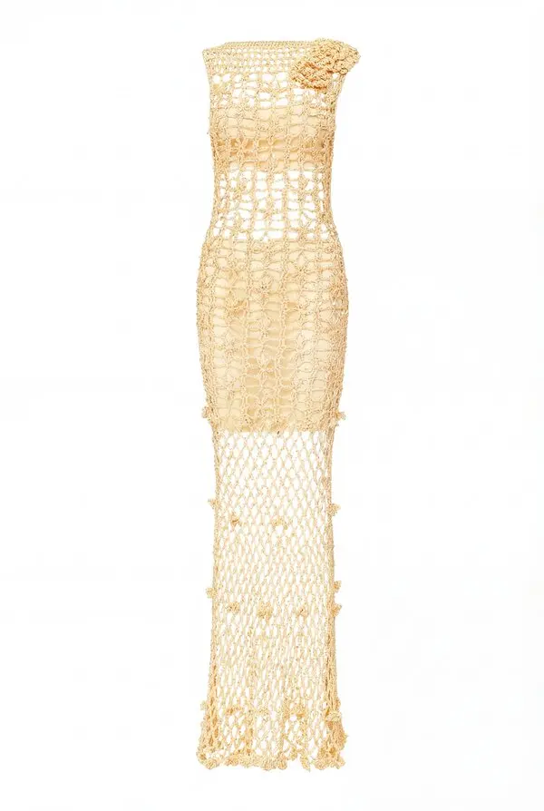 ANDREEVA Handmade Crochet Maxi Dress - Yellow