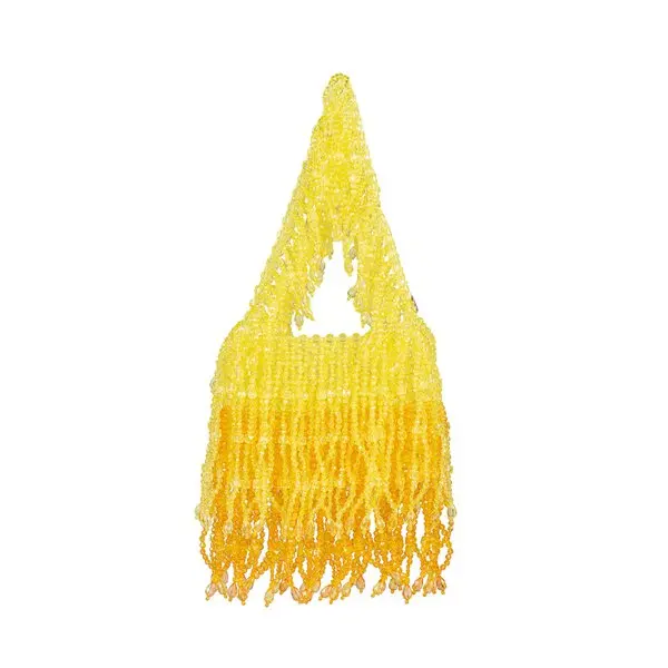 TILLIE BEADS Tassel Handle Beaded Bag - Yellow
