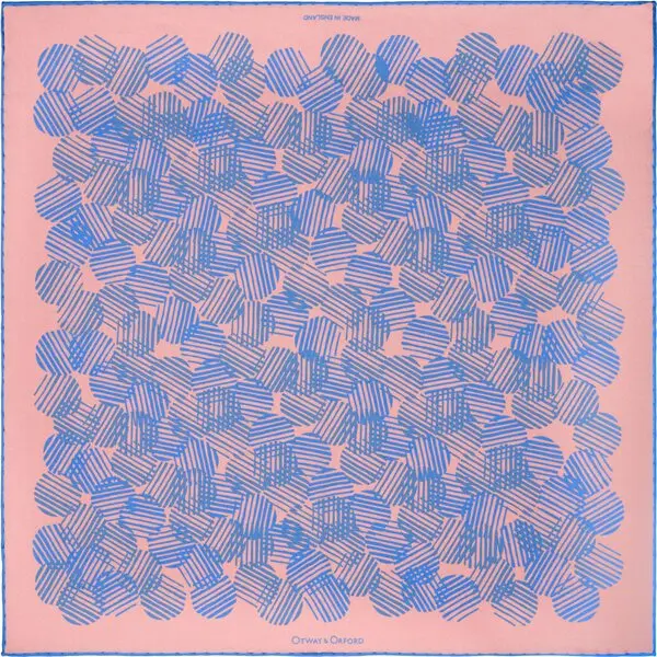 OTWAY & ORFORD Pink / Blue 'dot Dash' Silk Pocket Square In Pink With Blue. Full-size - Pink/blue