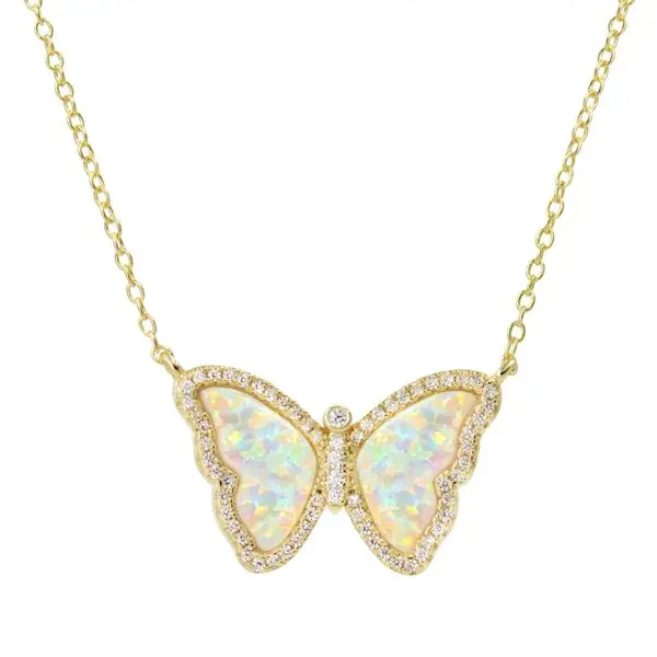 KAMARIA Opal Butterfly Necklace - White