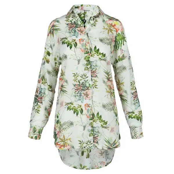 OH!ZUZA NIGHT&DAY Oversized Botanical Print Shirt