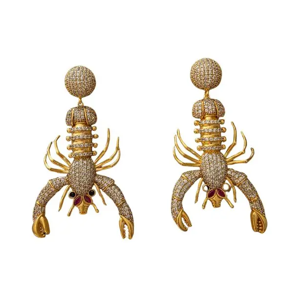 SILVER & ELEGANT Lobster Drop Earrings - Gold