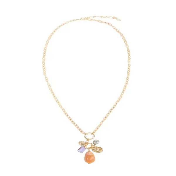 Saachi Stone Charm Necklace - Orange