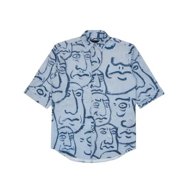 MYSIMPLICATED Short Sleeve Shirt In With Faces Design Recycled Fabric