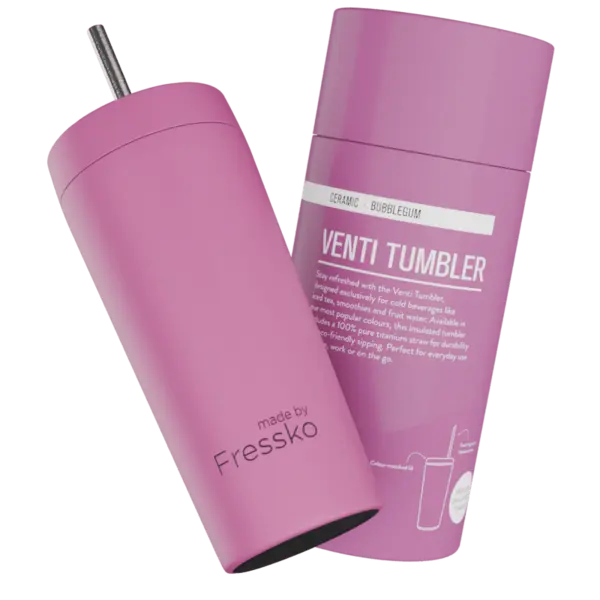 Fressko Venti 600ml/20oz Tumbler, Ceramic Bubblegum - Pink