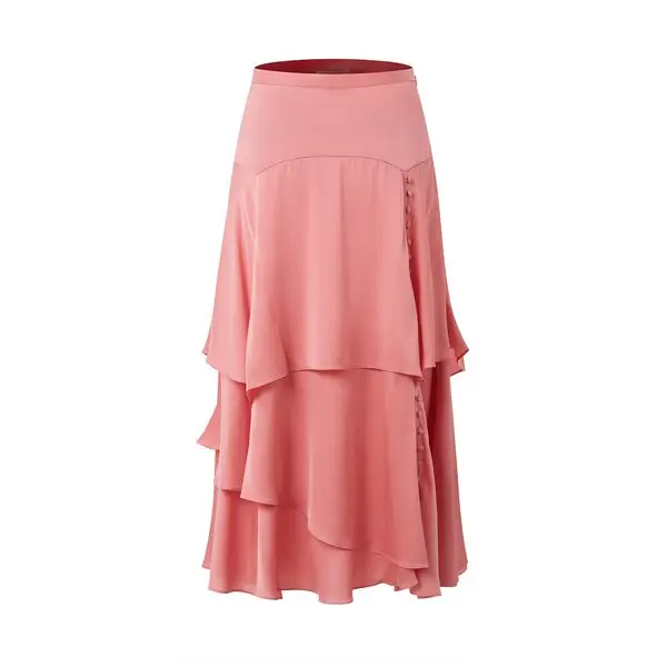 EMMA WALLACE Alda Tiered Midi Skirt - Pink