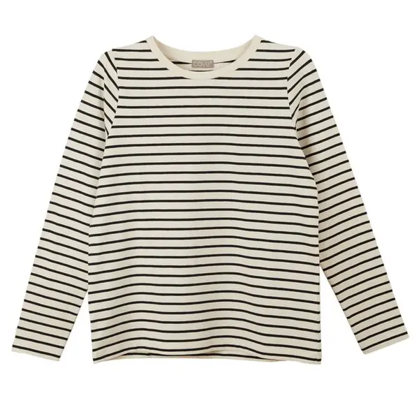 COVE Neutrals Relaxed Fit Stone & Stripe Tee - Black