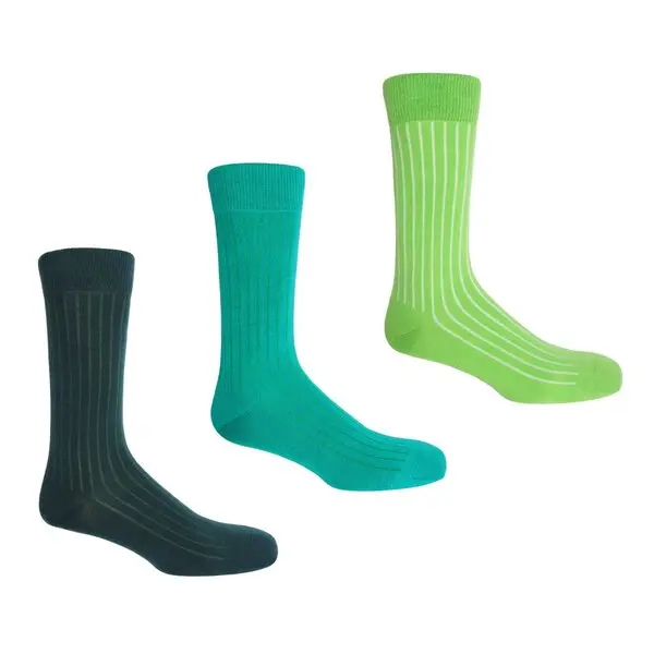 PEPER HAROW - MADE IN ENGLAND Three Pack Essential Ribbed Socks - Blue/green