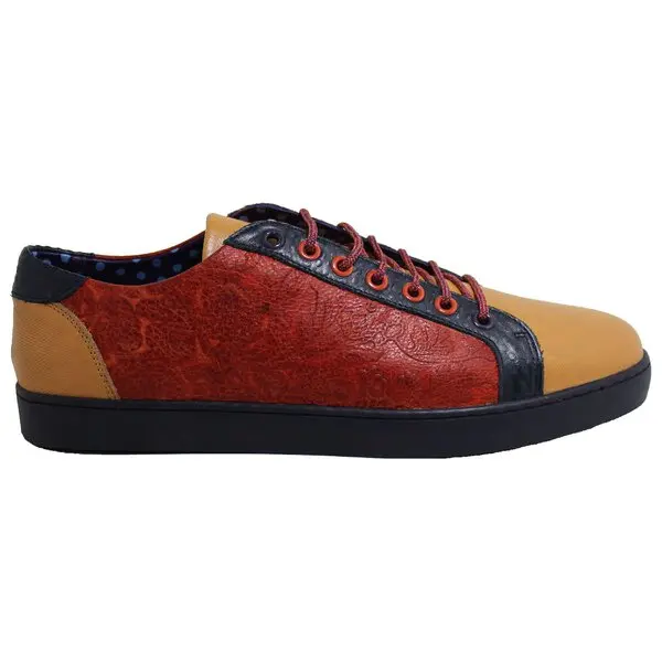LORDS OF HARLECH Trevor Embossed Leather Sneakers