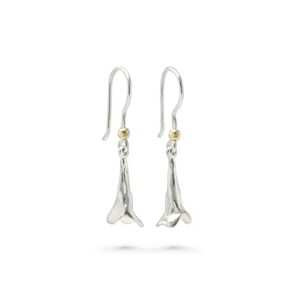 ISLA SILVER Floral Drop Earrings With Gold Detail - Gold/silver