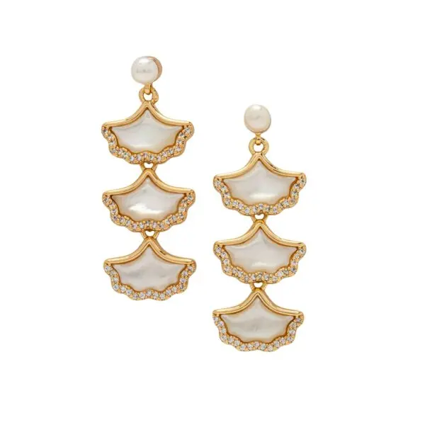 UCHI & SOTO Gingko Shell Earrings - Gold/white