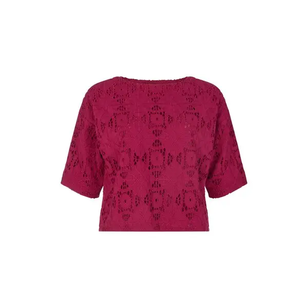 RAFFYA Opal Broderie Anglaise Blouse - Pink