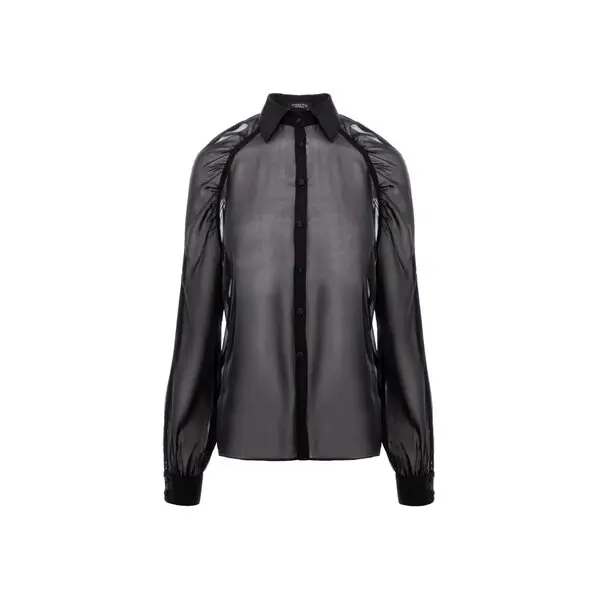 AVENUE N°29 Gathered Raglan Sleeve Silk Shirt