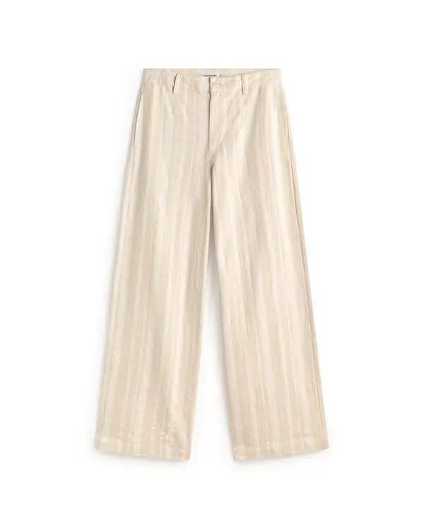 THINKING MU Serena Striped Straight Pants - White