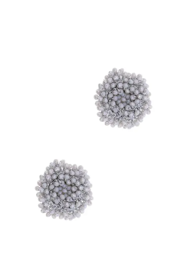 Saachi Samooh Beaded Clip-on Stud Earrings - Grey