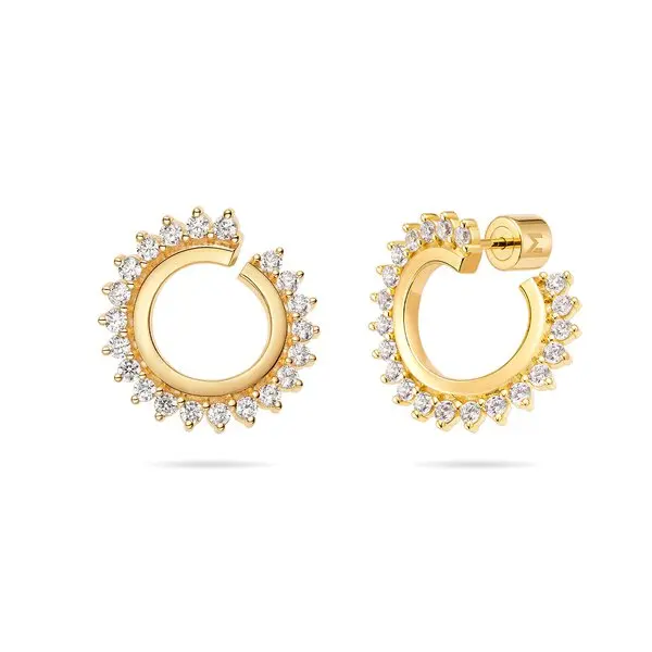 MEULIEN Prong Set Open Twist Hoop Earrings - Gold