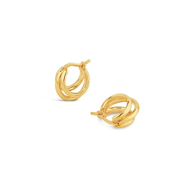 DINNY HALL Signature Triple Huggie Earrings - Gold
