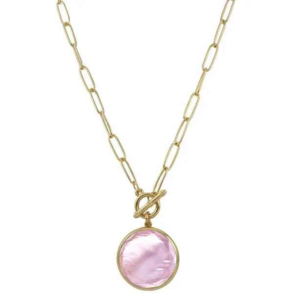 MARCIA MORAN Willowby Round Pendant Necklace - Pink/gold