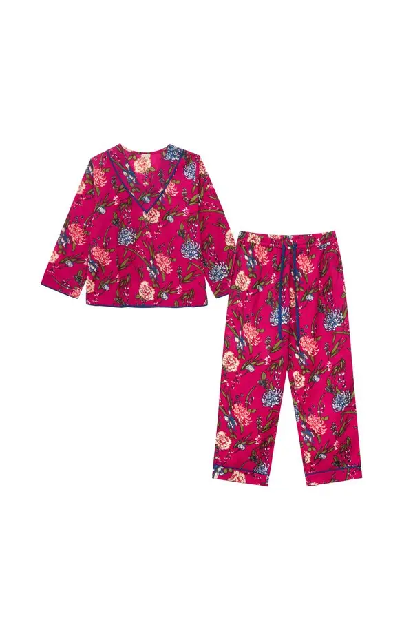 INARA Fuchsia Floral Cotton Pyjamas - Pink