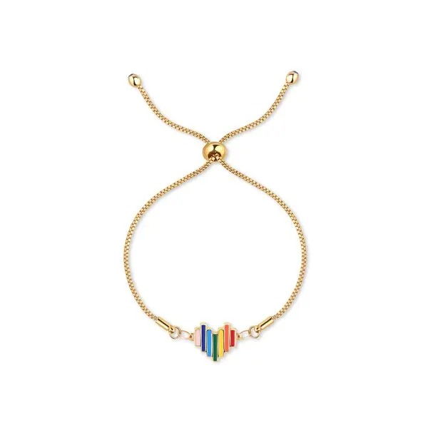 REJECTED HEARTS CLUB Prideful Heart Rainbow Charm Adjustable Bracelet - Gold