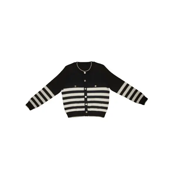NUVV COLLECTION Striped Button-front Cardigan