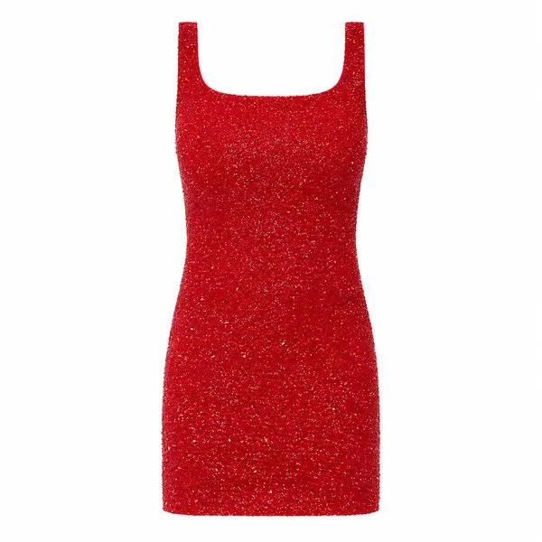 SELF-ADORE Ruby Hand-beaded Embellished Mini Dress - Red