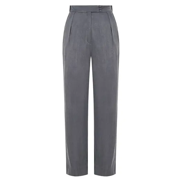 FEMPONIQ Viscose & Cupro Blend Pleated Trousers