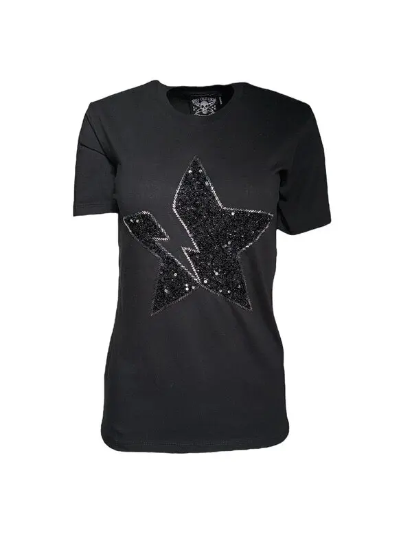 ANY OLD IRON Black / Silver Black & Silver Future Star Beaded T-shirt