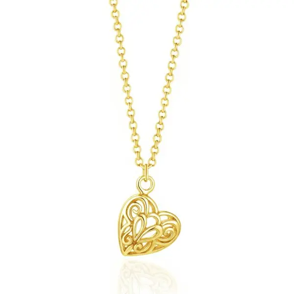 UNALOE Sterling Silver Heart Pendant Necklace - Gold