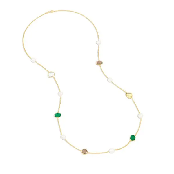 DOWER & HALL Vermeil Necklace With Gemstones And Baroque Pearls - Gold