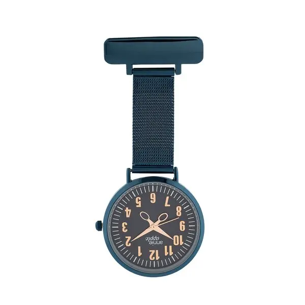 BERMUDA WATCH COMPANY Rose Gold Mesh Nurse Fob Watch - Blue