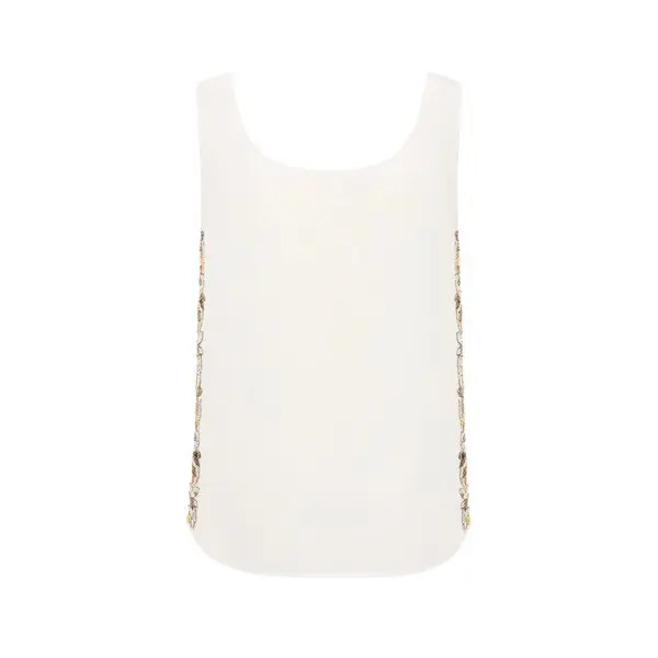EMMA WALLACE Silk Embellished Tank Top - White