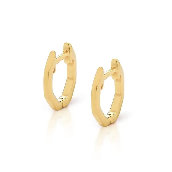 NELLOU JEWELLERY Hex Huggie Earrings - Gold