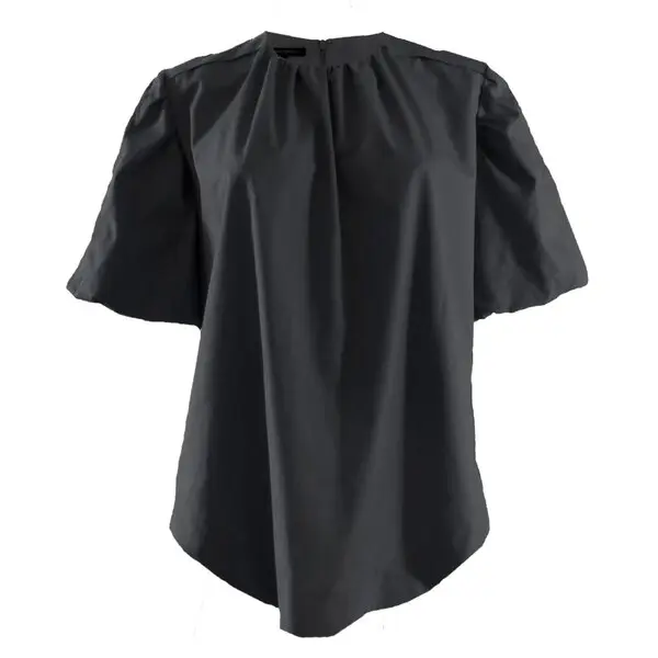 JOELEEN TORVICK Puff Sleeve Gathered Top - Black