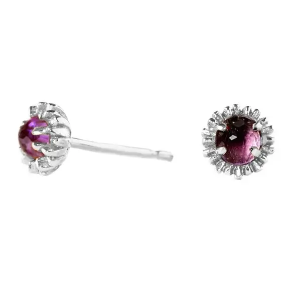 LEE RENEE Dahlia Bud Amethyst Stud Earrings - Silver