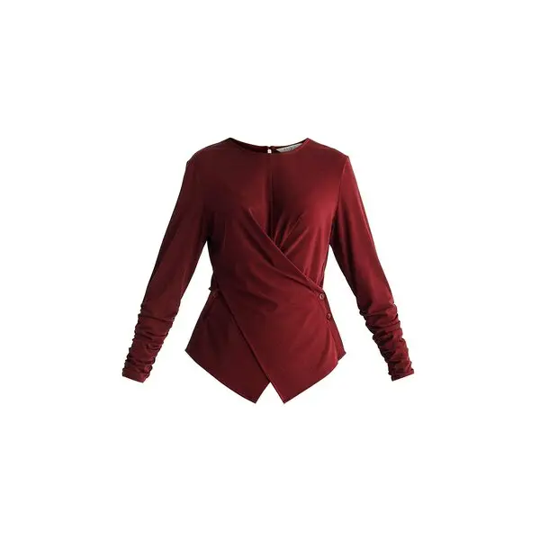 PAISIE Side Button Jersey Wrap Top