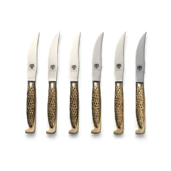 EAGLADOR Handcrafted Kansa Bronze Cutlery – Legatum 6piece Steak Knives - Gold