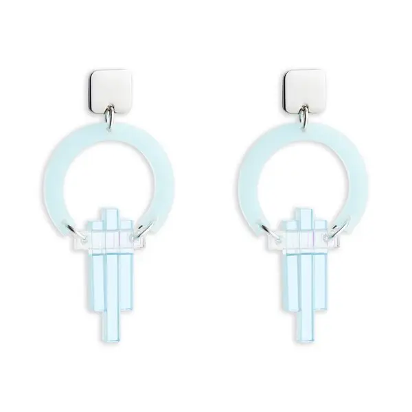 TOOLALLY Art Deco Petite Chandelier Earrings - Blue/silver